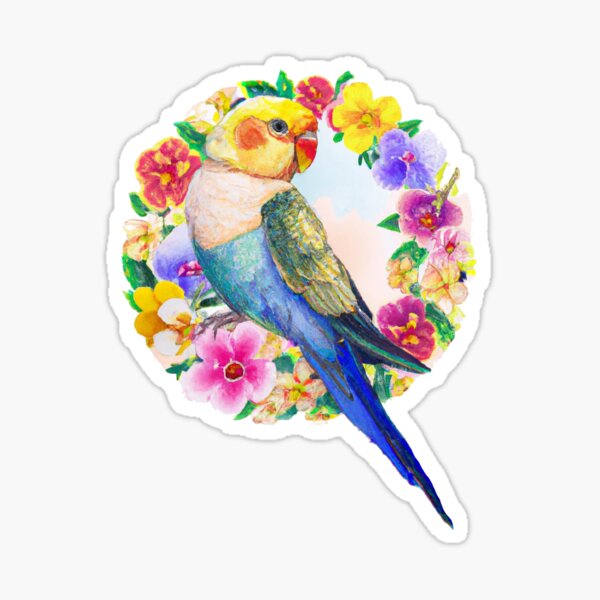 "[sticker] budgie/parakeet wreath" Sticker for Sale by perropals ...