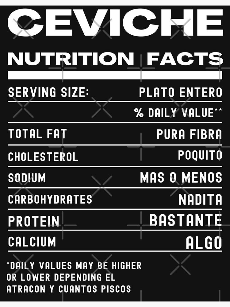 "Peruvian Ceviche nutrition facts" Poster for Sale by erozzz | Redbubble