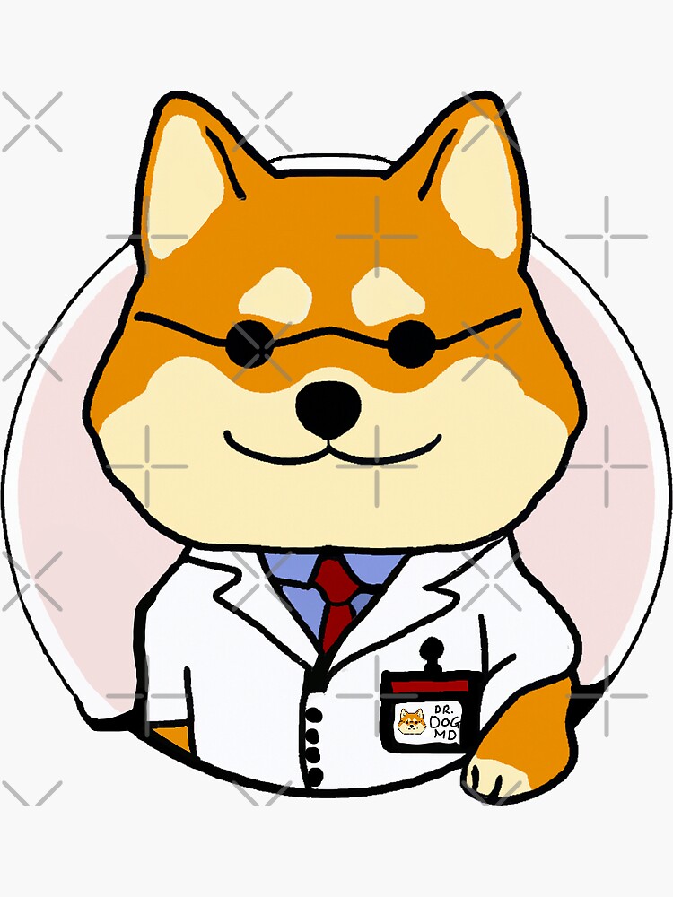 "[sticker] doctor shiba inu M.D" Sticker for Sale by perropals | Redbubble