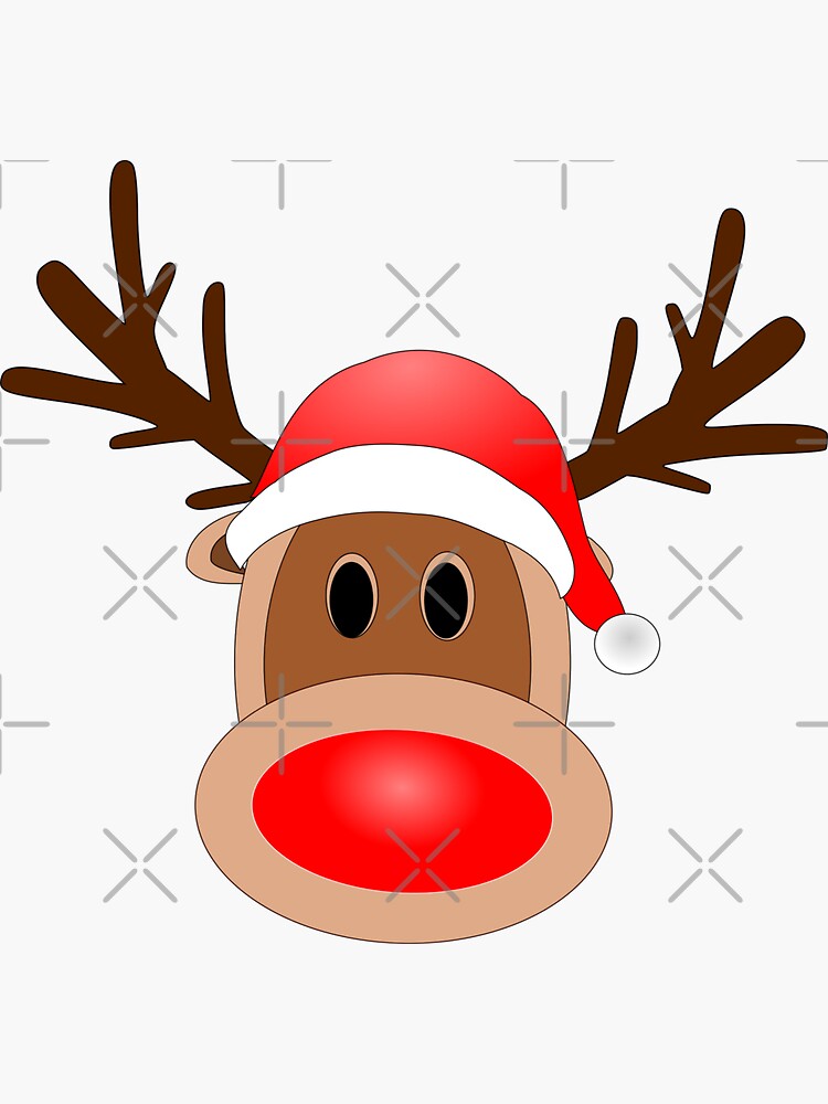 "Cute Reindeer Face Emoji For Christmas" Sticker for Sale by PrintPress ...