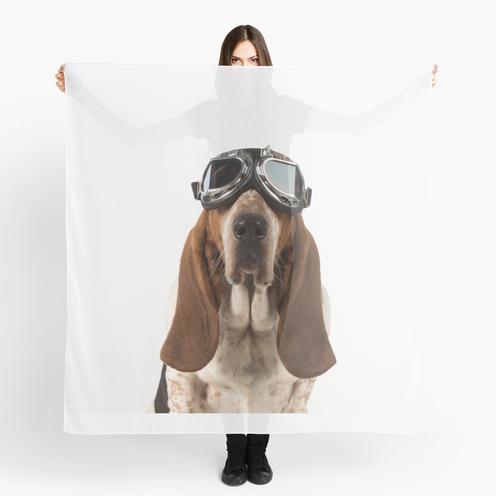 "Basset Hound dog wearing flying goggles" Scarf for Sale by ArdeaOnline ...