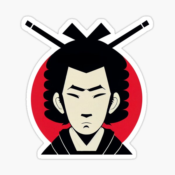 "Funny Samurai Warior design inspired by Anime Cartoon Style" Sticker ...