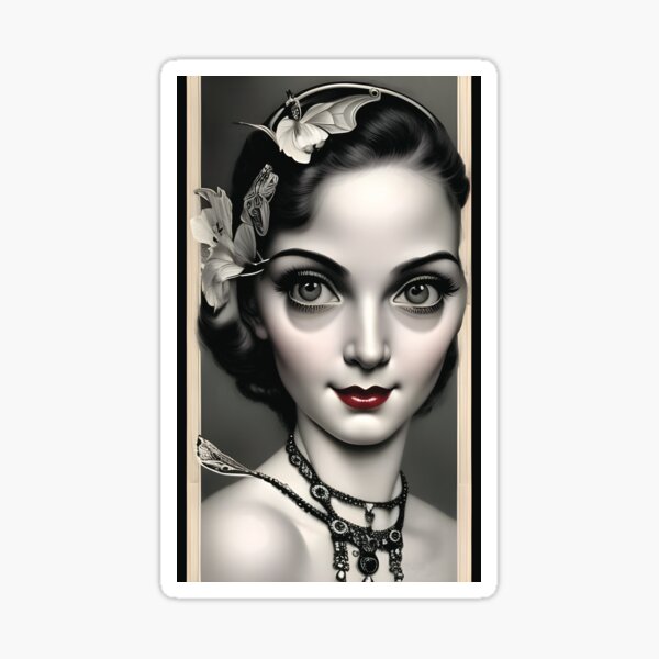 "Red lips Smiling Pin-Up art woman" Sticker for Sale by OrlyLaWizard ...