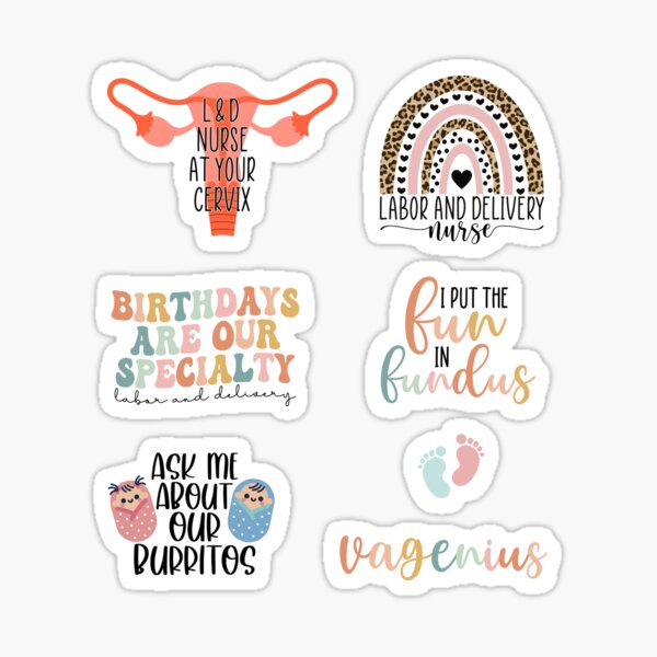 "Cute Labor and Delivery Nurse Sticker Pack, L and D Nurse Gift Idea ...