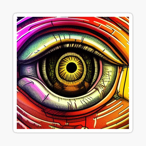 "Mechanic Eye - Highly Detailed Eye Drawing Illustration" Sticker for ...