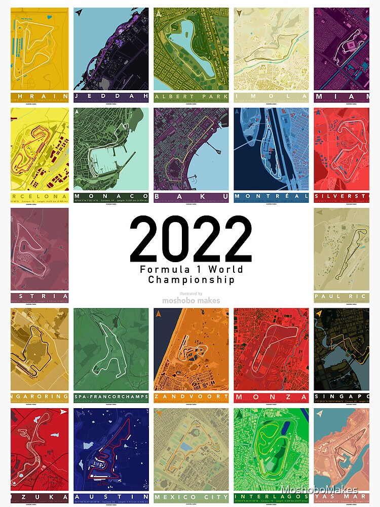"2022 Formula 1 Calendar | Track Map for Poster Wall Art | Formula 1 ...