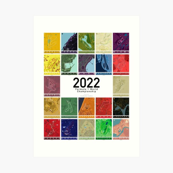 "2022 Formula 1 Calendar | Track Map for Poster Wall Art | Formula 1 ...