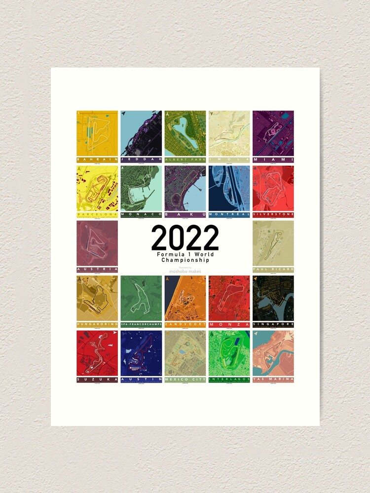 "2022 Formula 1 Calendar | Track Map for Poster Wall Art | Formula 1 ...