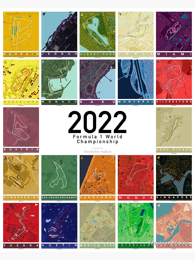 "2022 Formula 1 Calendar | Track Map for Poster Wall Art | Formula 1 ...