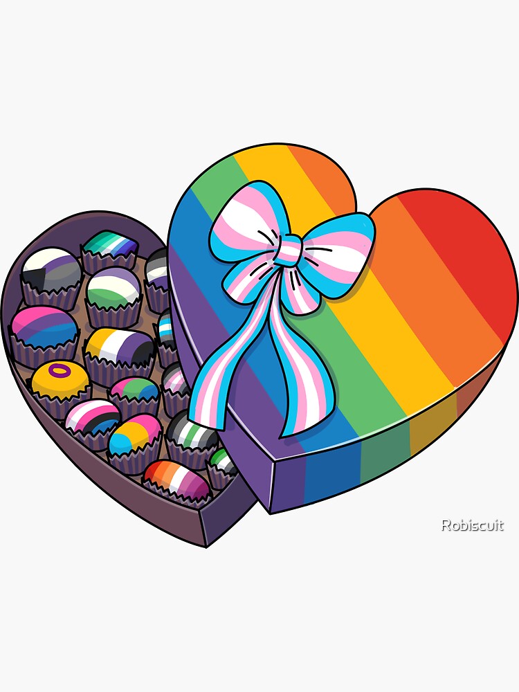 "LGBTQ+ Pride Chocolate Box" Sticker for Sale by Robiscuit | Redbubble