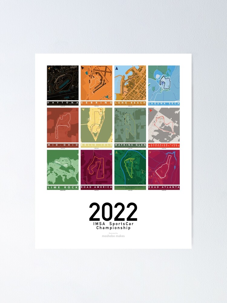 "IMSA 2022 Season Calendar | Track Map for Poster Wall Art | IMSA ...