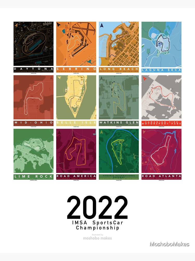 "IMSA 2022 Season Calendar | Track Map for Poster Wall Art | IMSA ...