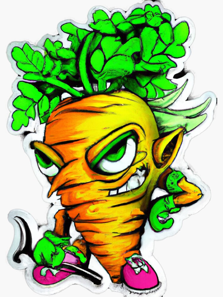 "A Badass Evil Carrot" Sticker for Sale by OddSpiderArt | Redbubble