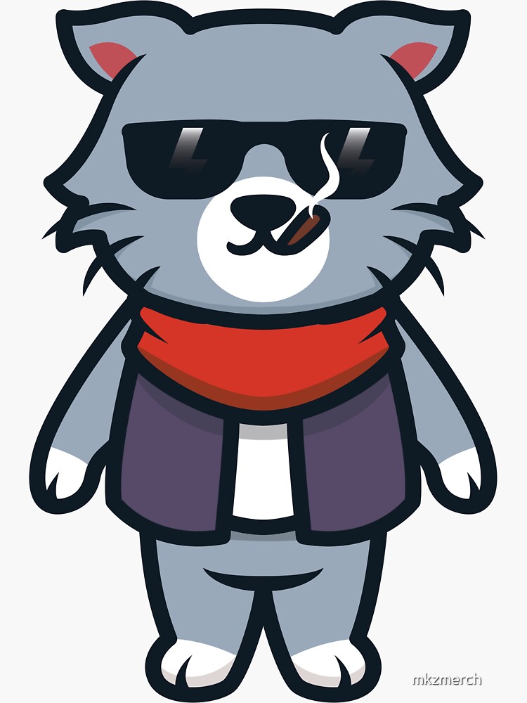 "Smoking Cute Cat " Sticker for Sale by mkzmerch | Redbubble