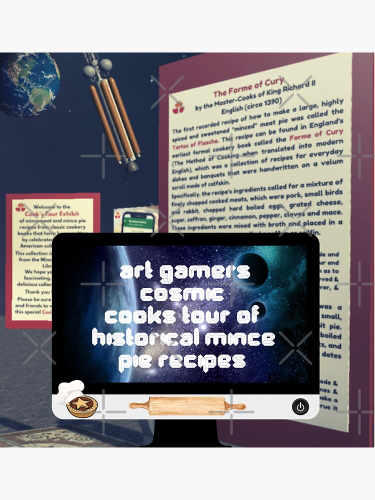 "Art Gamers Cosmic Cooks Tour of Historical Mince Pie Recipes" Sticker ...
