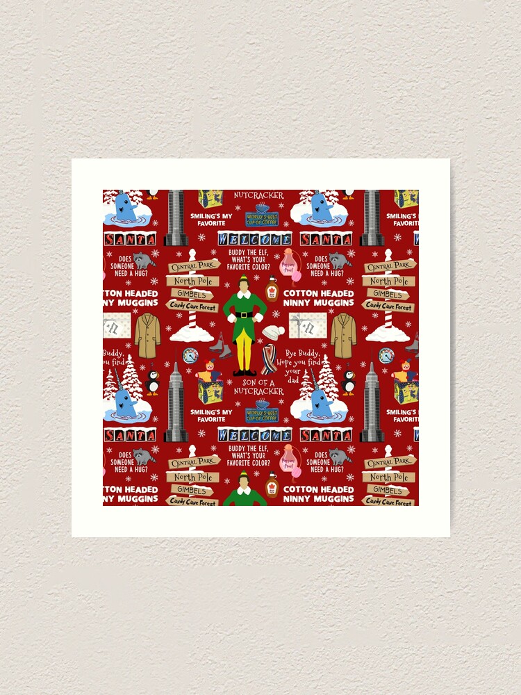 "Buddy the Elf collage, Red background" Art Print for Sale by ...