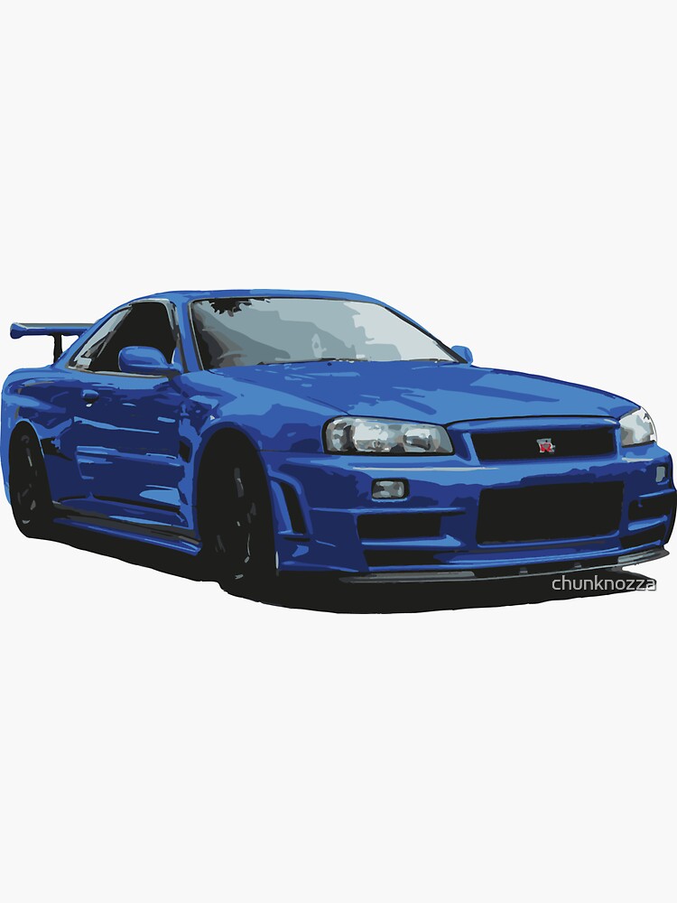"Nissan R34 GTR Skyline blue" Sticker for Sale by chunknozza | Redbubble