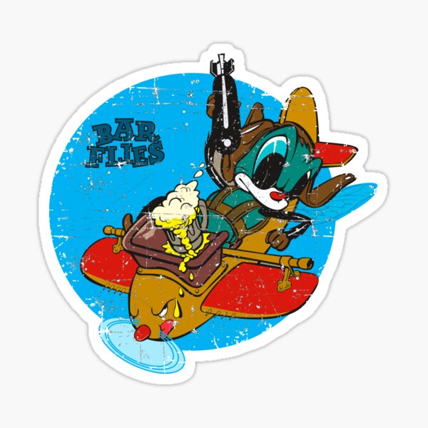 "USAF - 73d Fighter Squadron - Bar Flies - Grunge Style" Sticker for ...