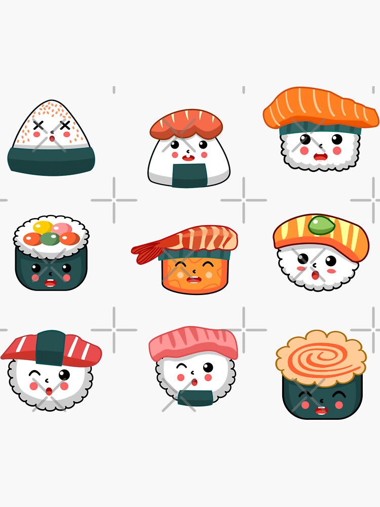 "Kawaii Sushi Sticker Pack" Sticker for Sale by redakhatib | Redbubble