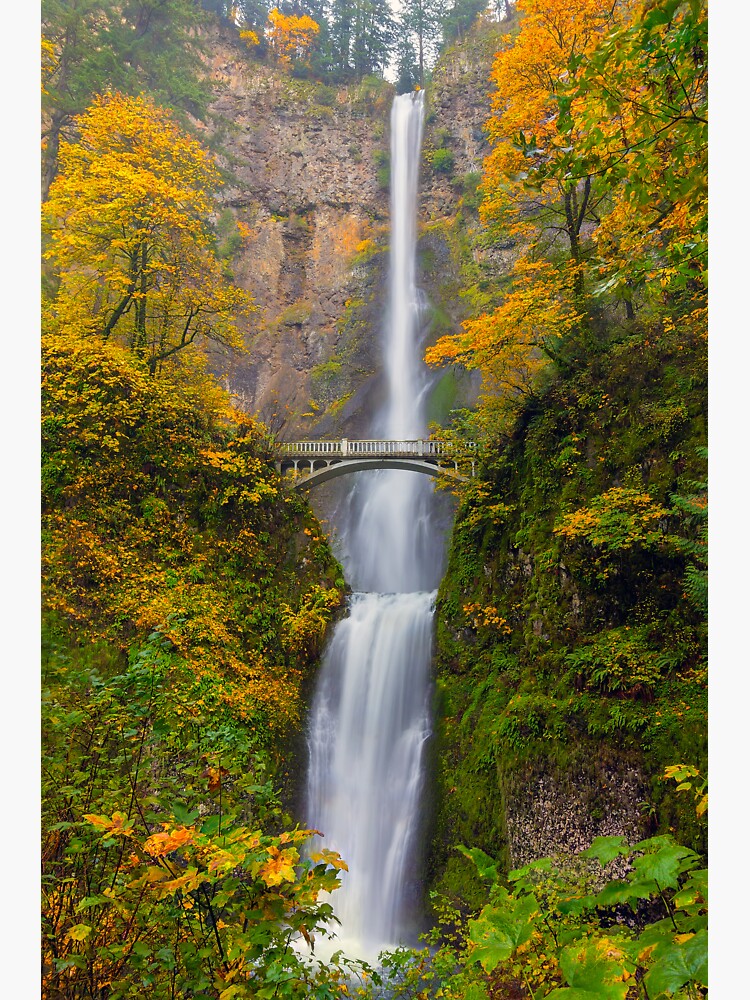 "Multnomah Falls in Fall Season Colors OR USA" Sticker for Sale by ...