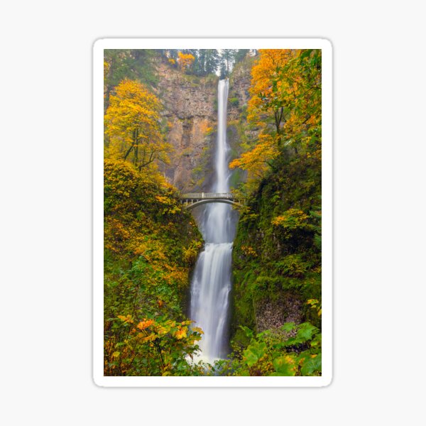 "Multnomah Falls in Fall Season Colors OR USA" Sticker for Sale by ...