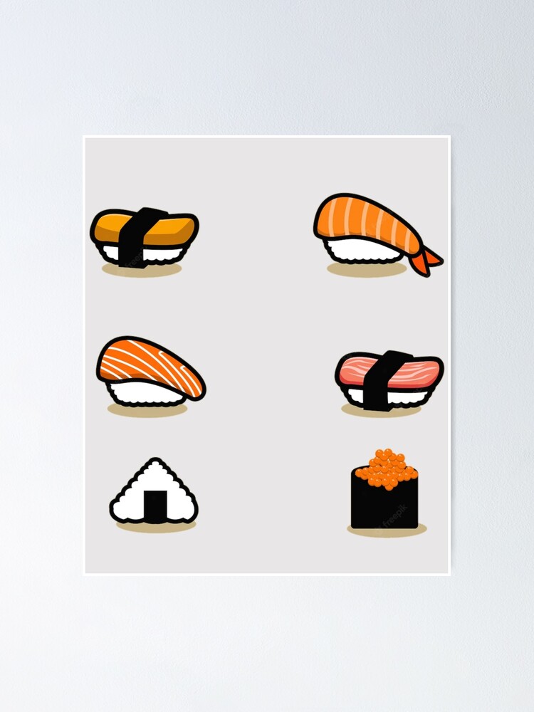 "Kawaii Sushi Sticker Pack sushi pattern" Poster for Sale by redakhatib ...