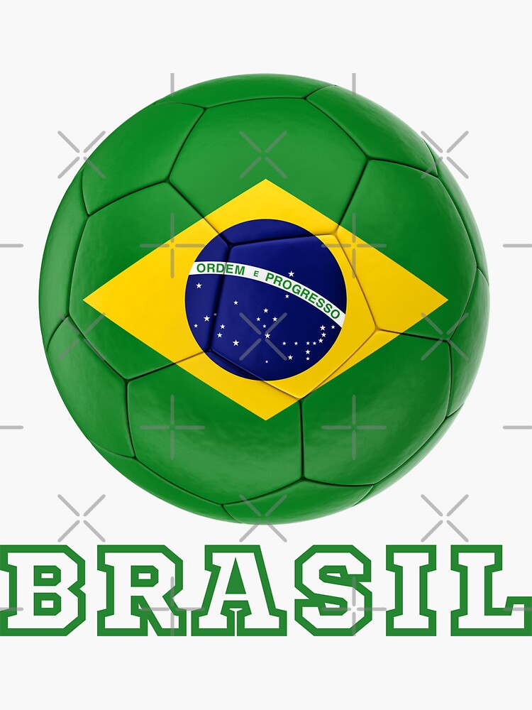"Brazil Soccer Ball Flag Brasil - Brazilian Football T-Shirt" Sticker ...
