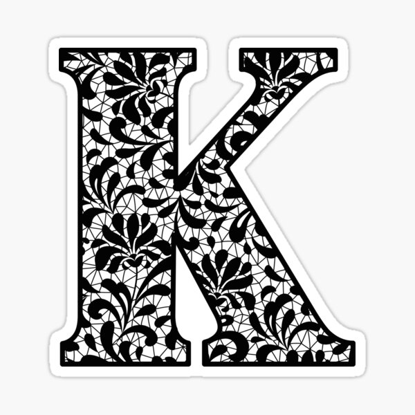 "Letter K- Black Lace Botanical Monogram" Sticker for Sale by Tasha ...