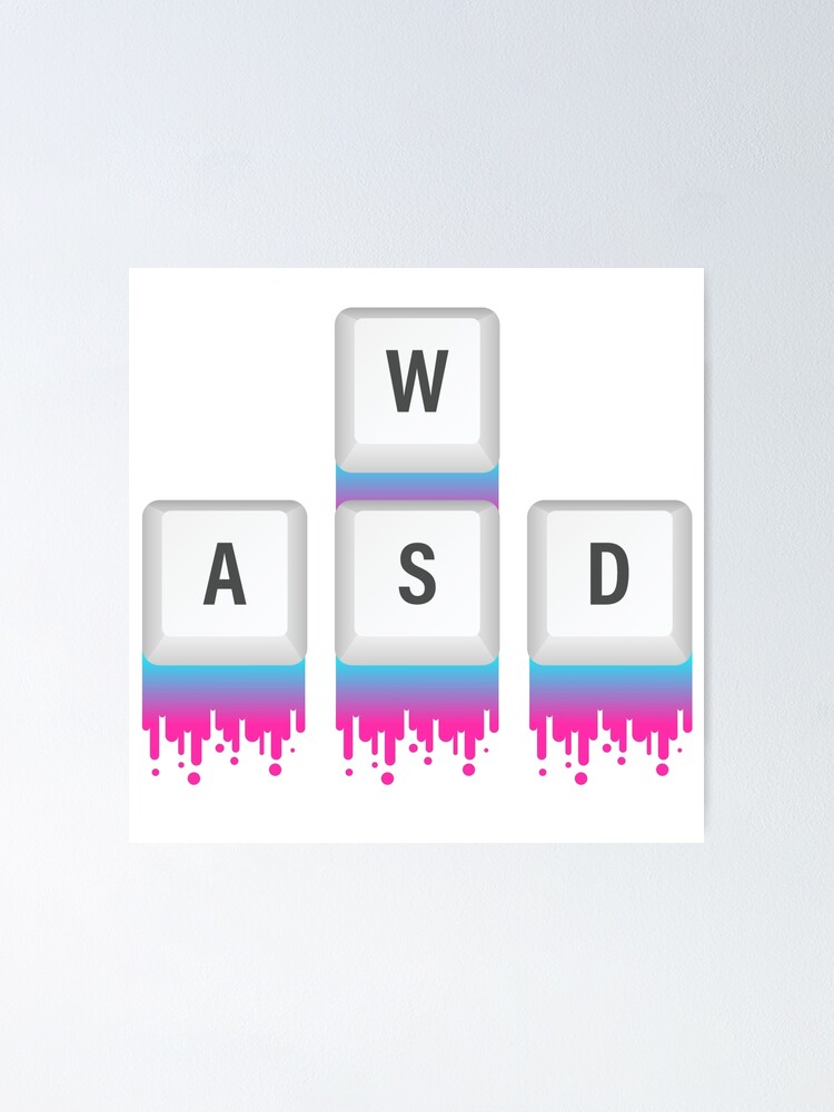 "WASD Neon Paint Drip Gradient Gaming Keyboard" Poster for Sale by ...