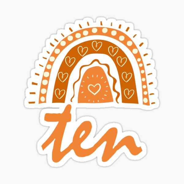 "Ten Year Old Tenth Birthday Cute Fun Doodle Boho Rainbow" Sticker for ...