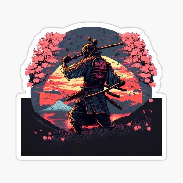 "Sunset Samurai" Sticker for Sale by Kakemo | Redbubble