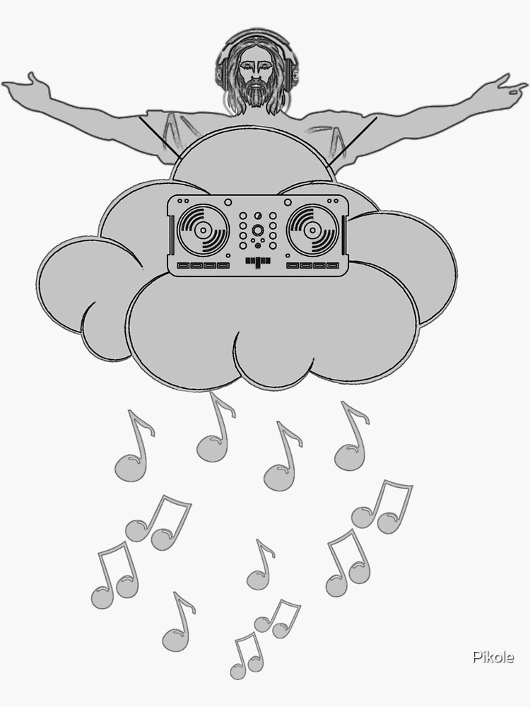 "DJ Jesus Funny Music Art" Sticker for Sale by Pikole | Redbubble