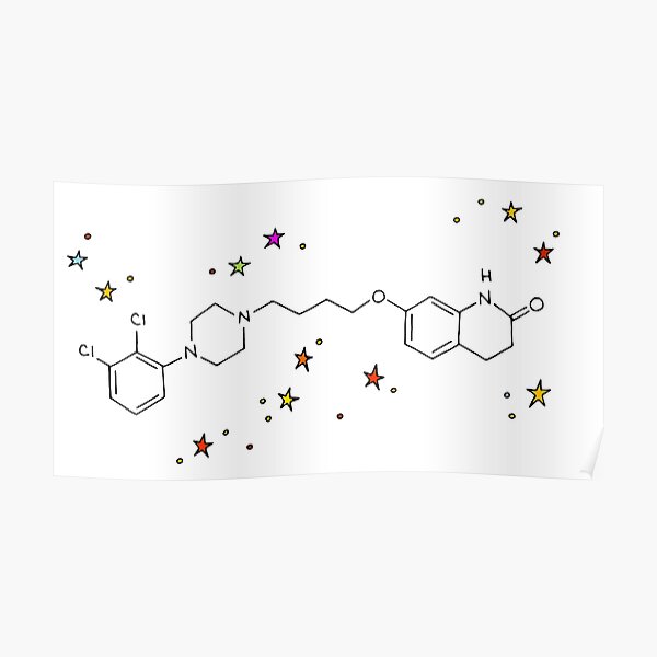 "Aripiprazole (Abilify) structural formula with rainbow stars" Poster for Sale by ...