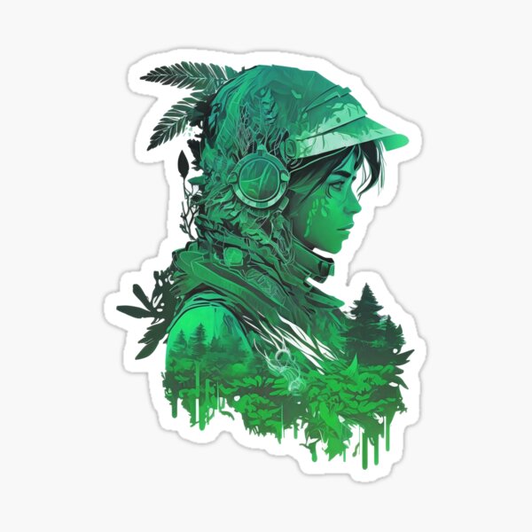 "Double exposure green nature" Sticker for Sale by MG-S | Redbubble