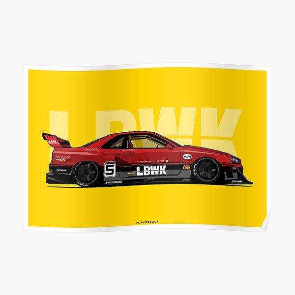 "Nissan Skyline R34 GT-R Liberty Walk Silhouette - Poster" Poster von ...
