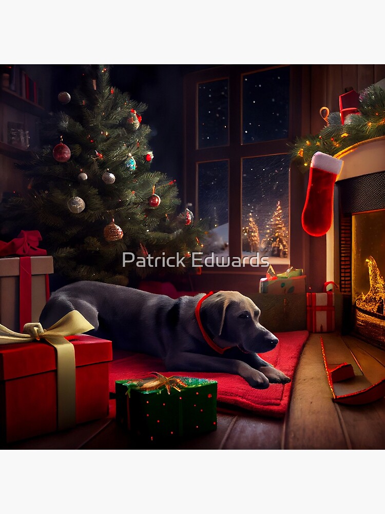 "A Black Lab laying by a fireplace" Poster for Sale by predwards ...