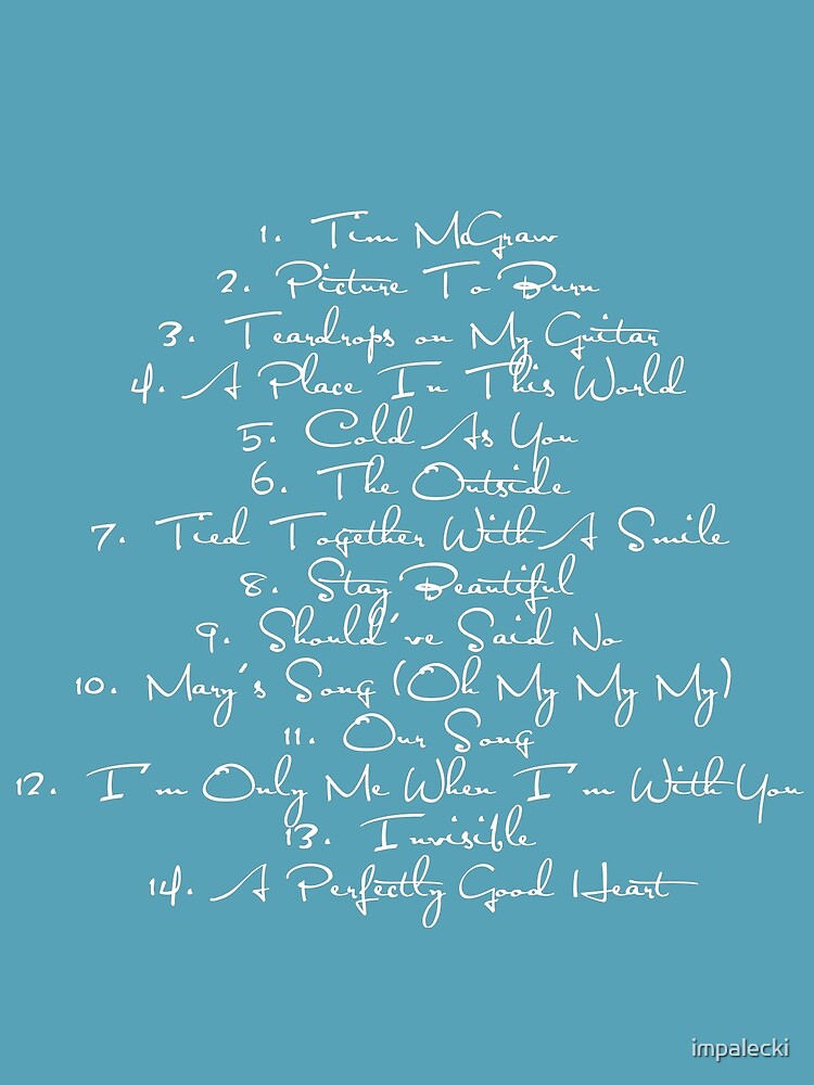 "Taylor Swift Debut Album Track List" Poster for Sale by impalecki ...