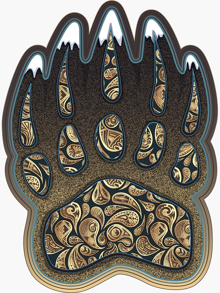 "Bear Claw Illustration with Native American inspired Paisleys ...