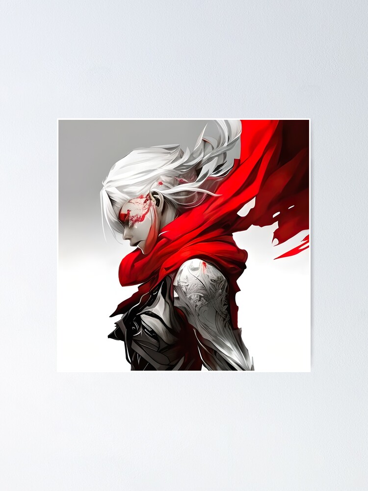 "Red Swordsman, Anime Aesthetic, Original Art Print, Gift for anime art ...