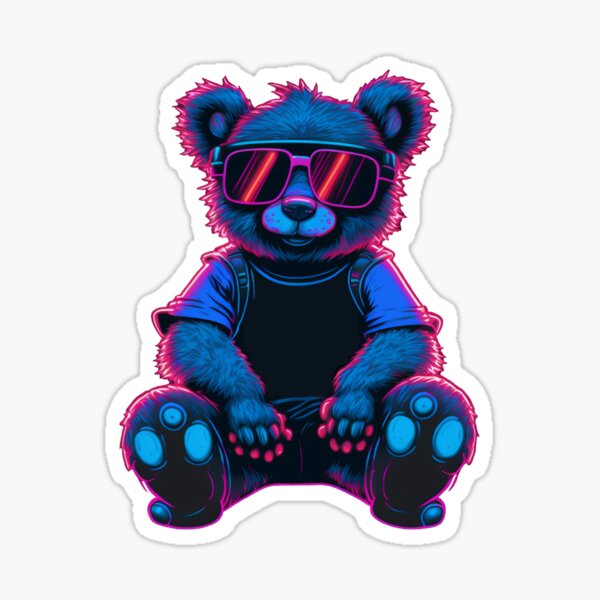 "Neon Teddy Bear" Sticker for Sale by JonHerrera | Redbubble