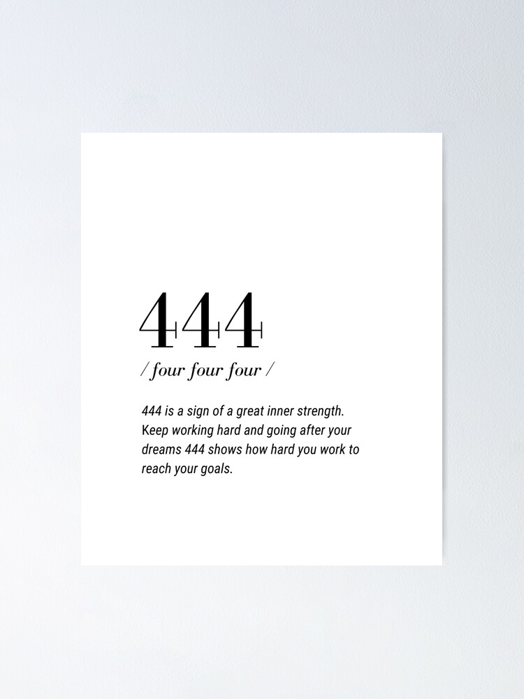 Poster « 444 Nombre angélique Numérologie 444 - Séquence de nombres 444 », par piordesign ...