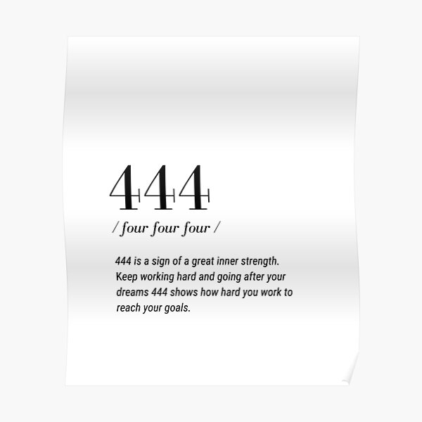 Poster « 444 Nombre angélique Numérologie 444 - Séquence de nombres 444 », par piordesign ...