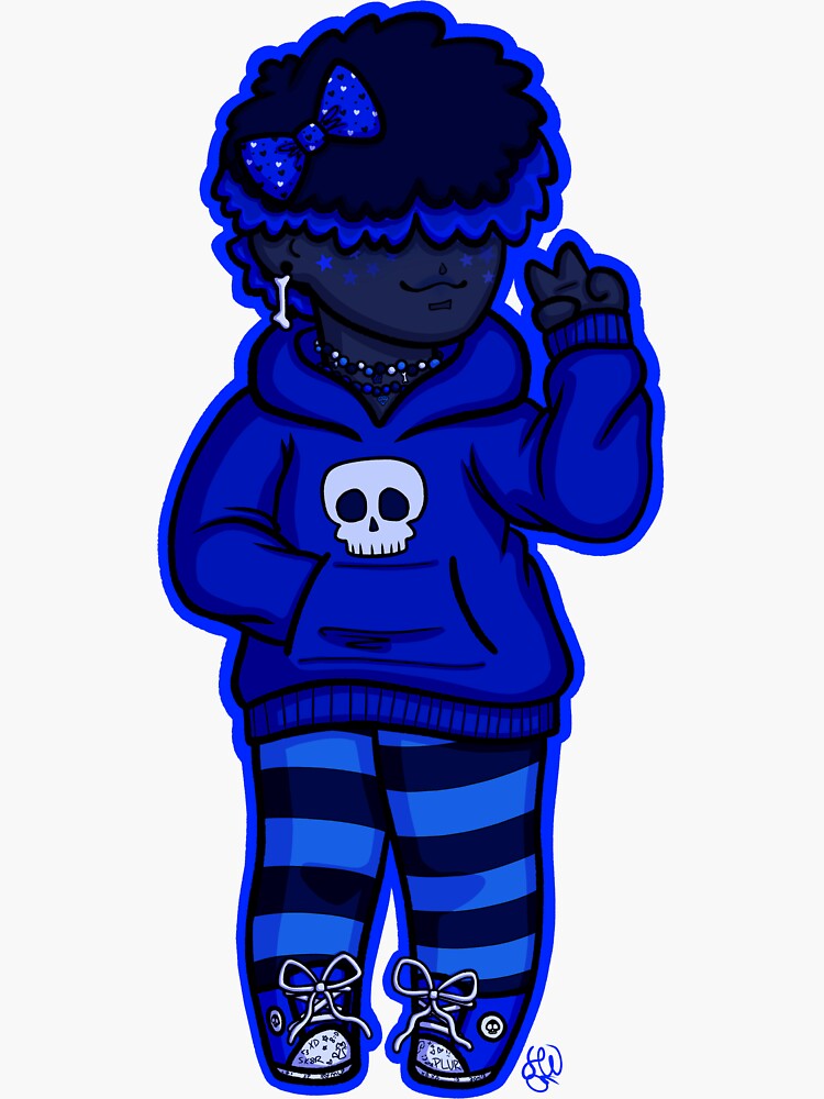 "Blue & Black Comfy Scene Kid" Sticker for Sale by busy-and-tired ...