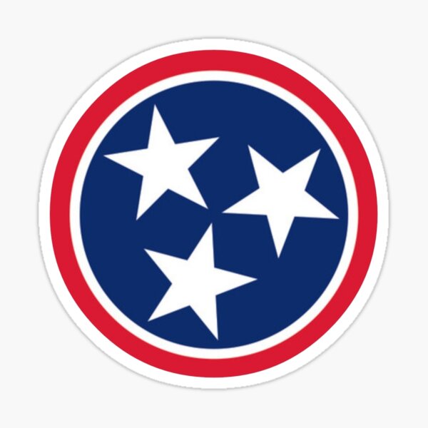 "Round Tennessee Flag "Tri-Star" Emblem" Sticker for Sale by Mark94066 ...