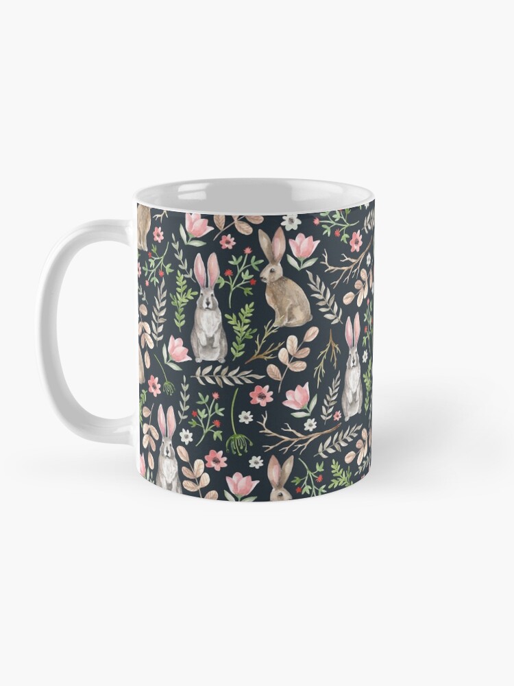 "Cute rabbits (dark blue) " Coffee Mug for Sale by JuliaBadeeva | Redbubble