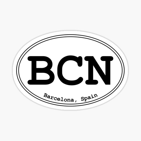 "BCN - Barcelona Spain Oval Design" Sticker for Sale by dodgemdesigns ...
