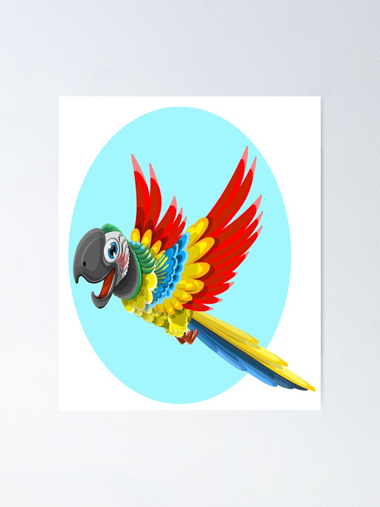"Flying parrot - Colored parrot" Poster for Sale by designskalimi ...