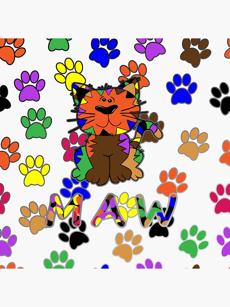"Cat MAW Colors, Funny, MAW, Cat Step" Sticker for Sale by FREECROWSHOP ...