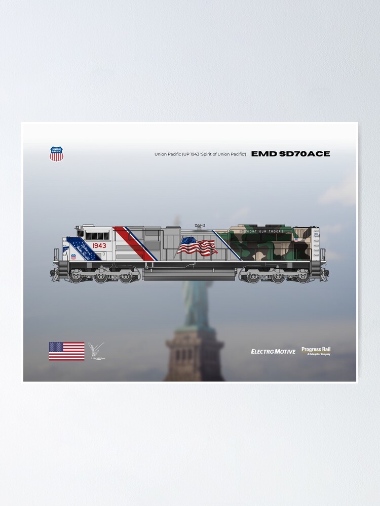 "UP 1943 "The Spirit" EMD SD70ACe drawing" Poster for Sale by Artistic ...