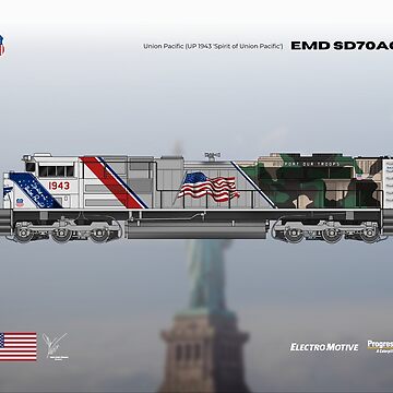 "UP 1943 "The Spirit" EMD SD70ACe drawing" Classic T-Shirt for Sale by ...